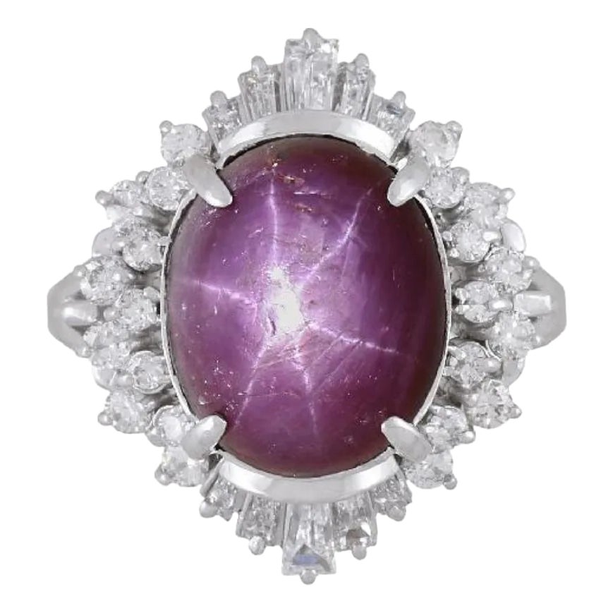 1990s Gia Cert. 9.72 Carat No Heat Star Ruby & Diamond Platinum ...