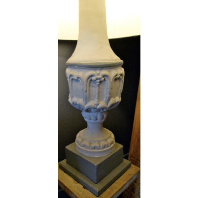 French 19th Century Painted Stone Pillar Lamps With Painted Wood Half ...