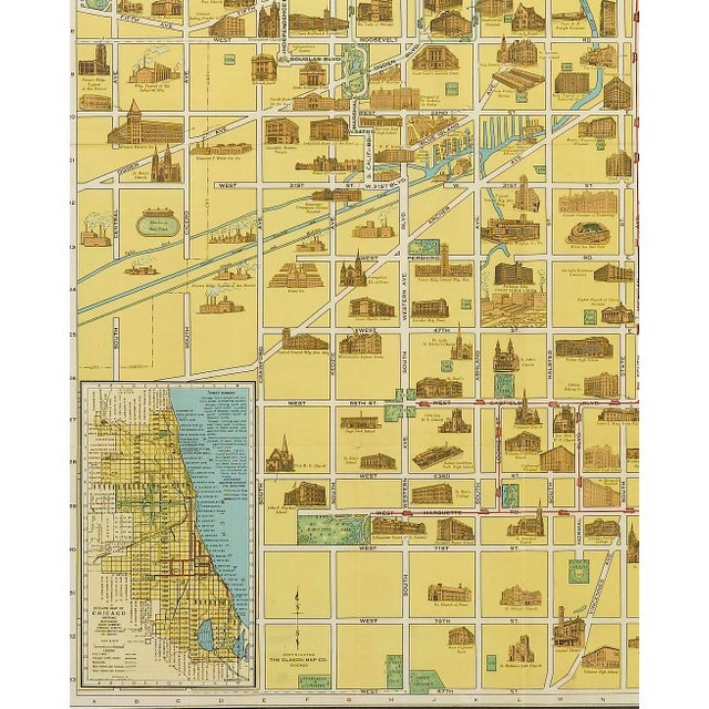1926 "Pictorial Map of Chicago" by the Clason Map Co. | Chairish