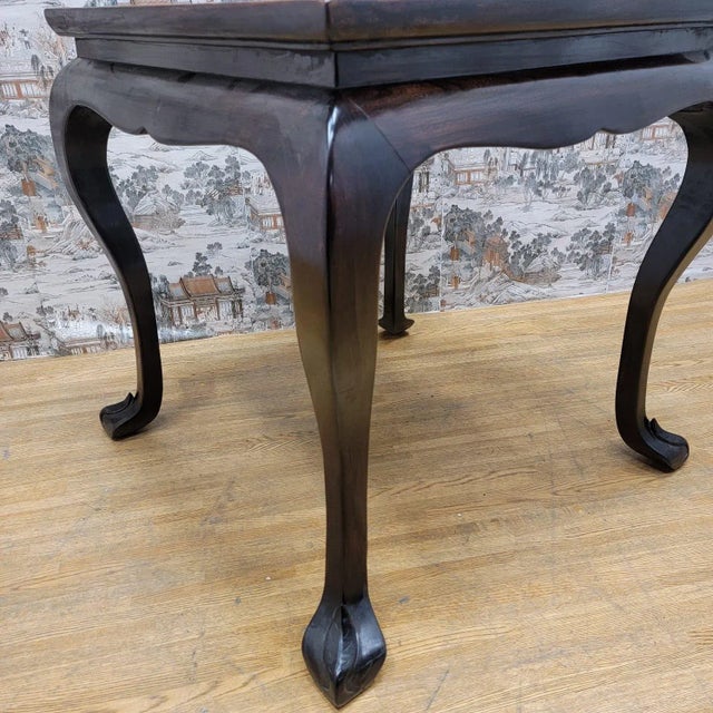 1980s Vintage Chinese Elm Tall Tea Side Table With Decorative Feet ...