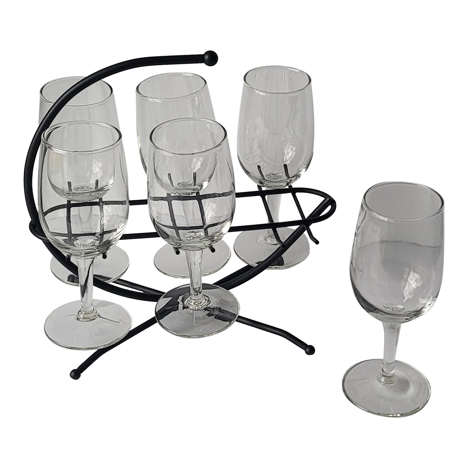 Vintage Libbey 7 Piece Wine Glass Caddy New in Box | Chairish