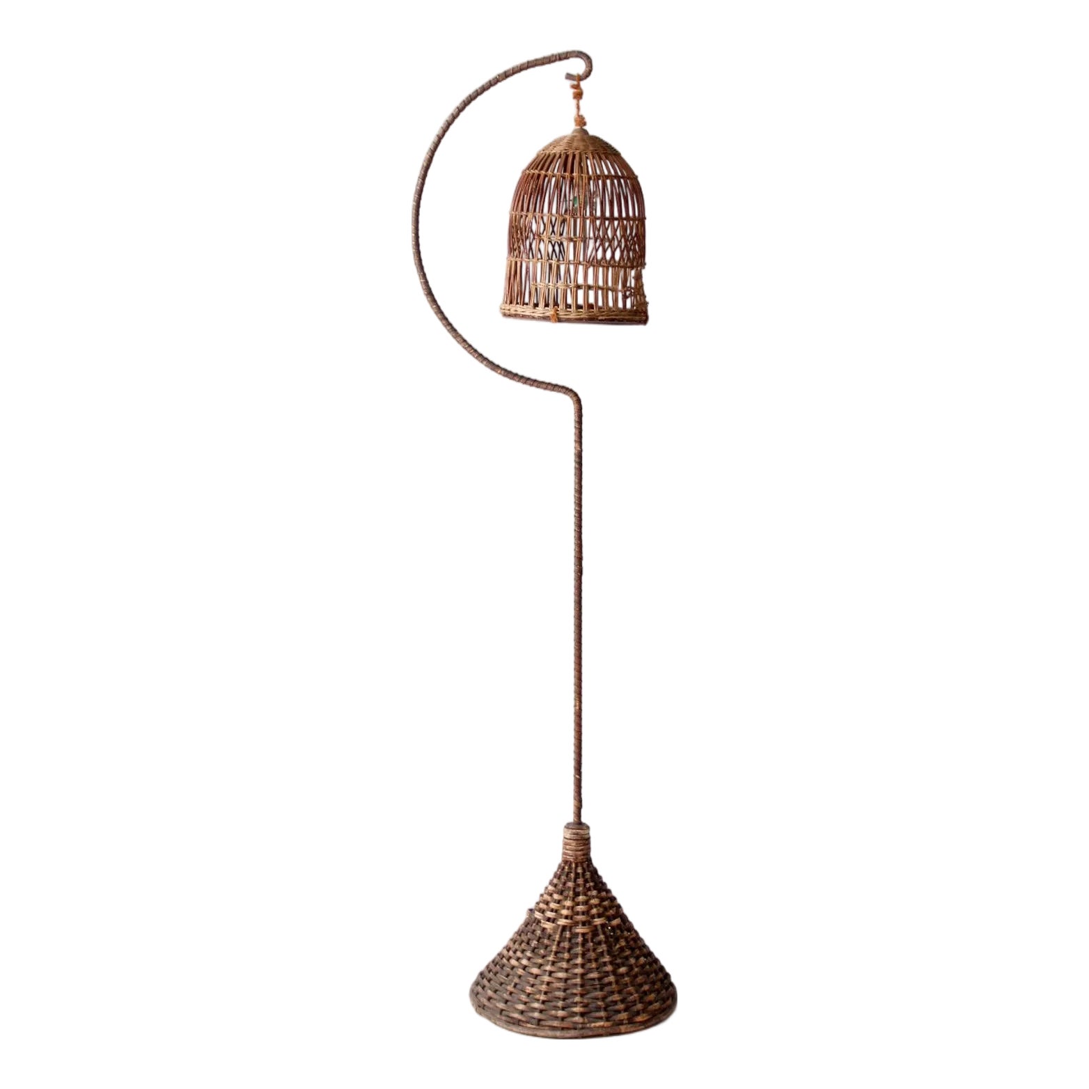 Antique Wicker Bird Cage and Stand | Chairish