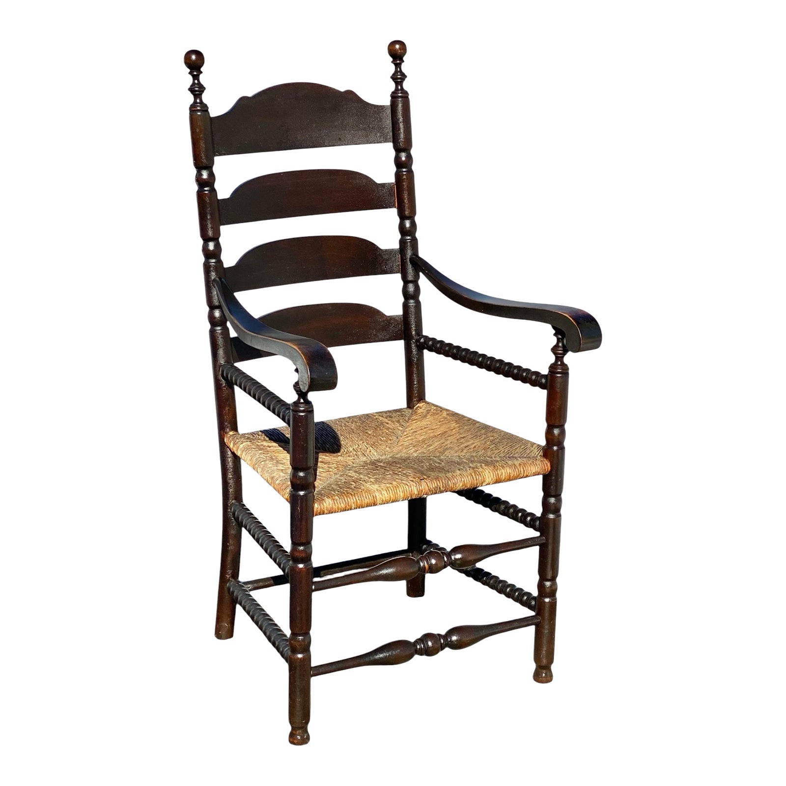 Early 20th Century Queen Anne Style Ladder Back Chair With Ram's Horn ...