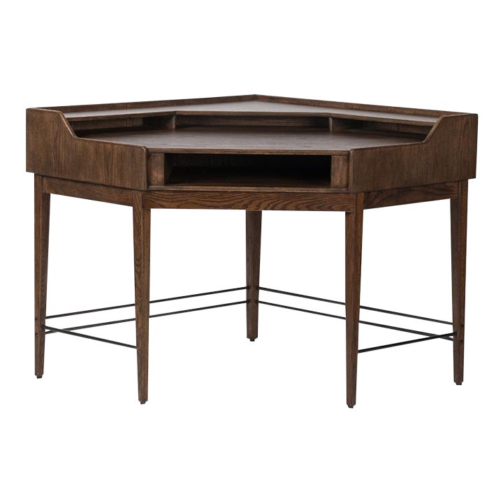 Four Hands Moreau Modular Corner Desk, Dark Toasted Oak | Chairish