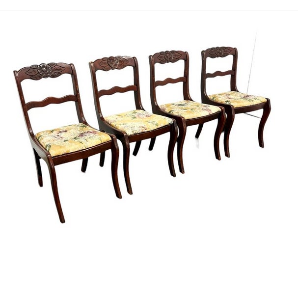 1950s Vintage Tell City Duncan Phyfe Style Mahogany Rose Back Dining ...