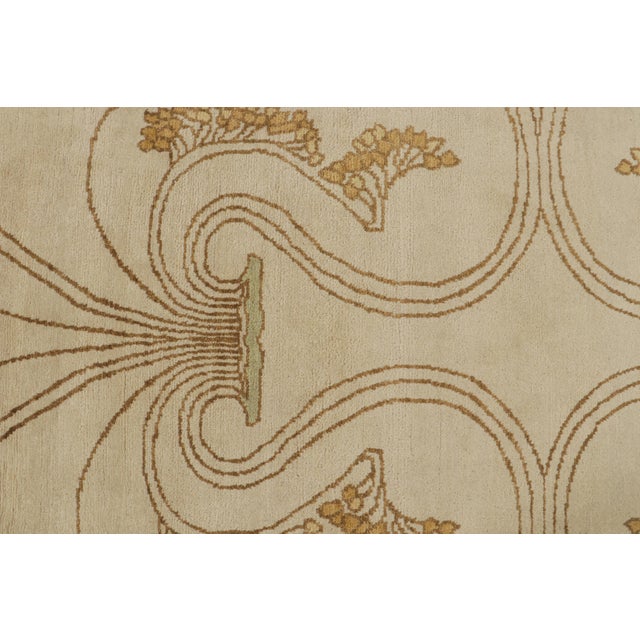 Rug & Kilim’s French Style Art Deco Rug in Cream & Gold Geometric ...