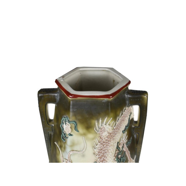 Vintage Tall Hand Painted Japanese Hand Painted Moriage Dragonware Vase ...