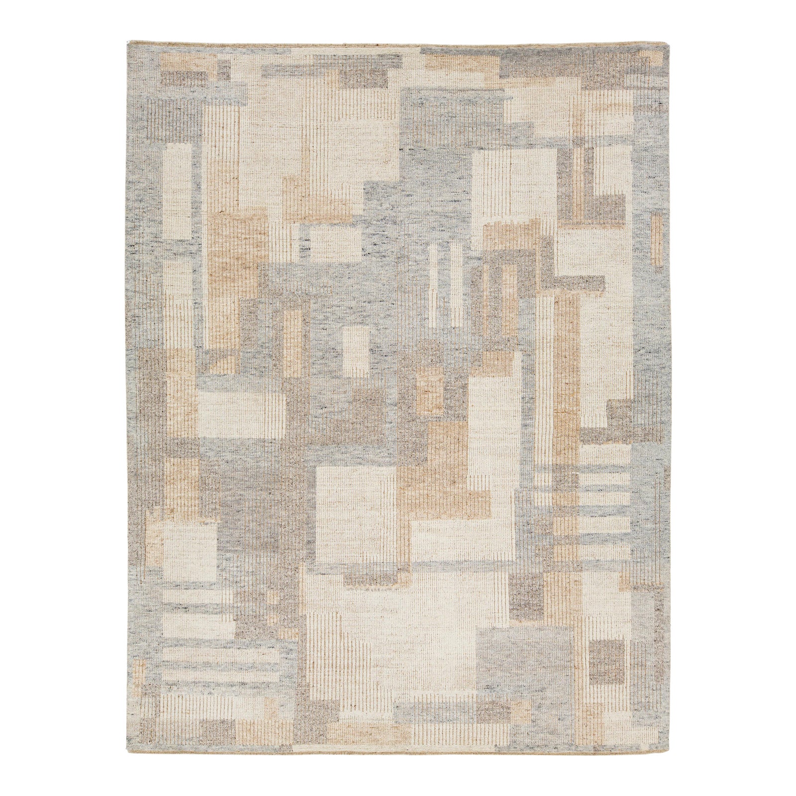 Modern Moroccan Style Wool Rug Handwoven Abstract in Neutral Earth ...