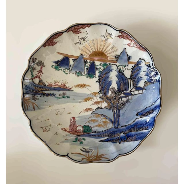 Vintage Hand Painted Japanese Porcelain Plates- Set of 7 | Chairish