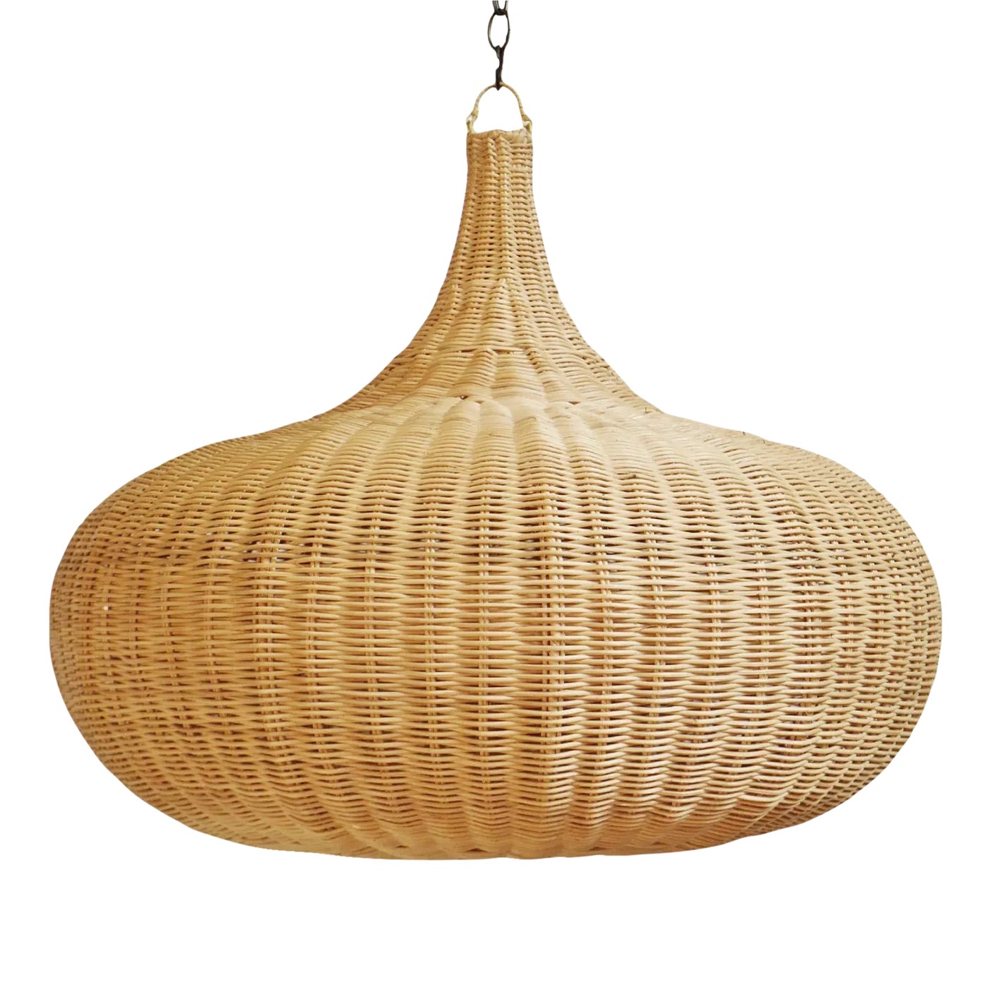 Contemporary Raw Wicker Gourd Drop Pendant Light Large | Chairish