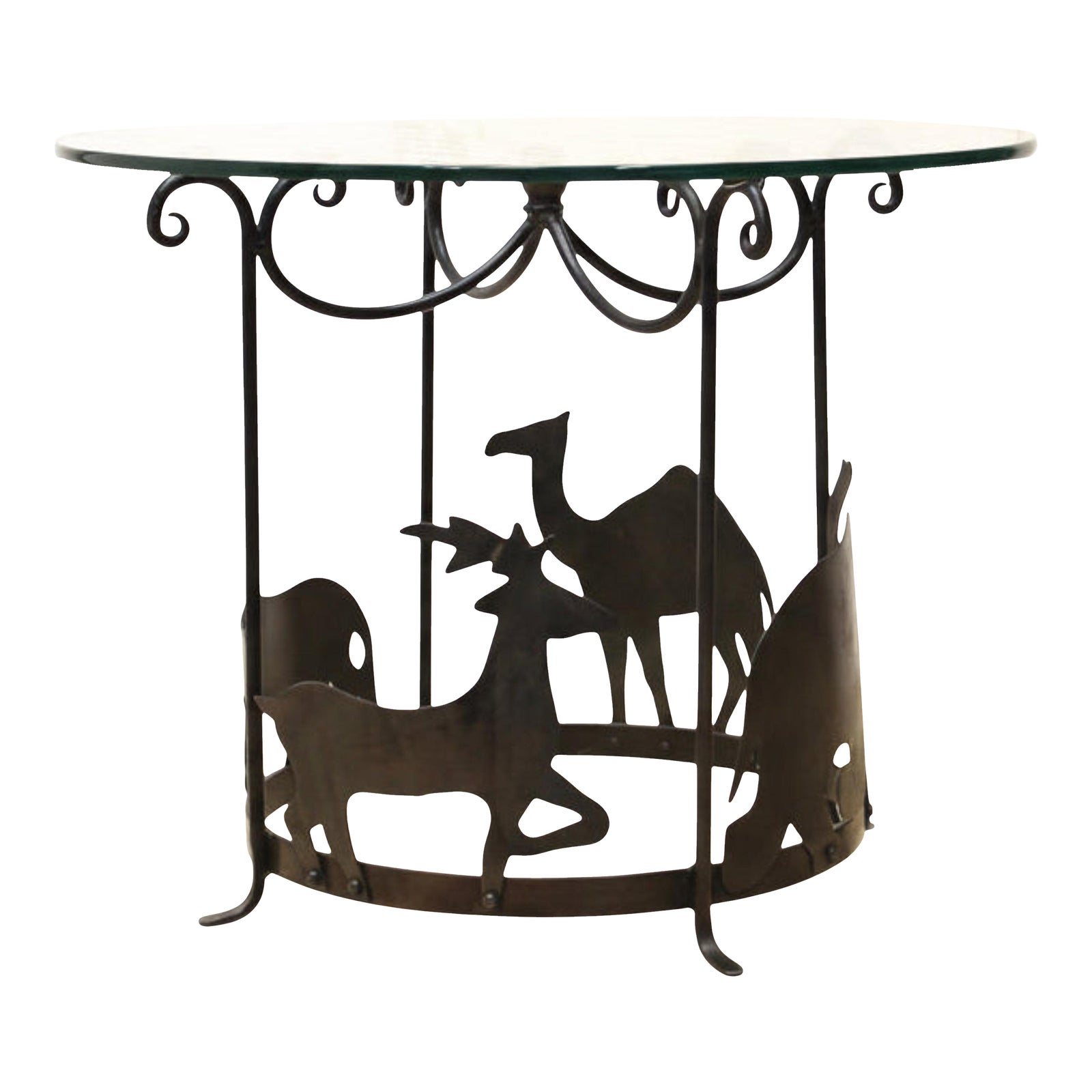 Vintage Safari Animal Metal Accent Table | Chairish