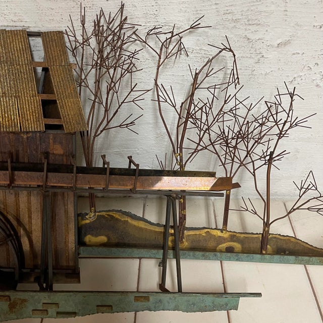 1970s C. Jere Water Mill House Wall Sculpture | Chairish