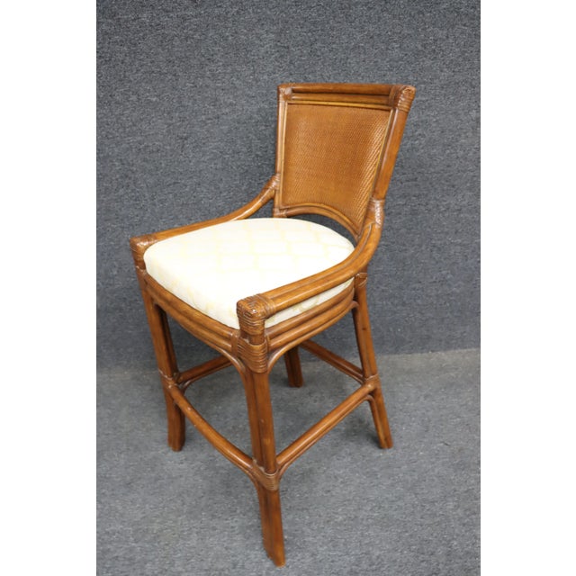 Palecek Set/4 Woven & Bamboo Barstools | Chairish