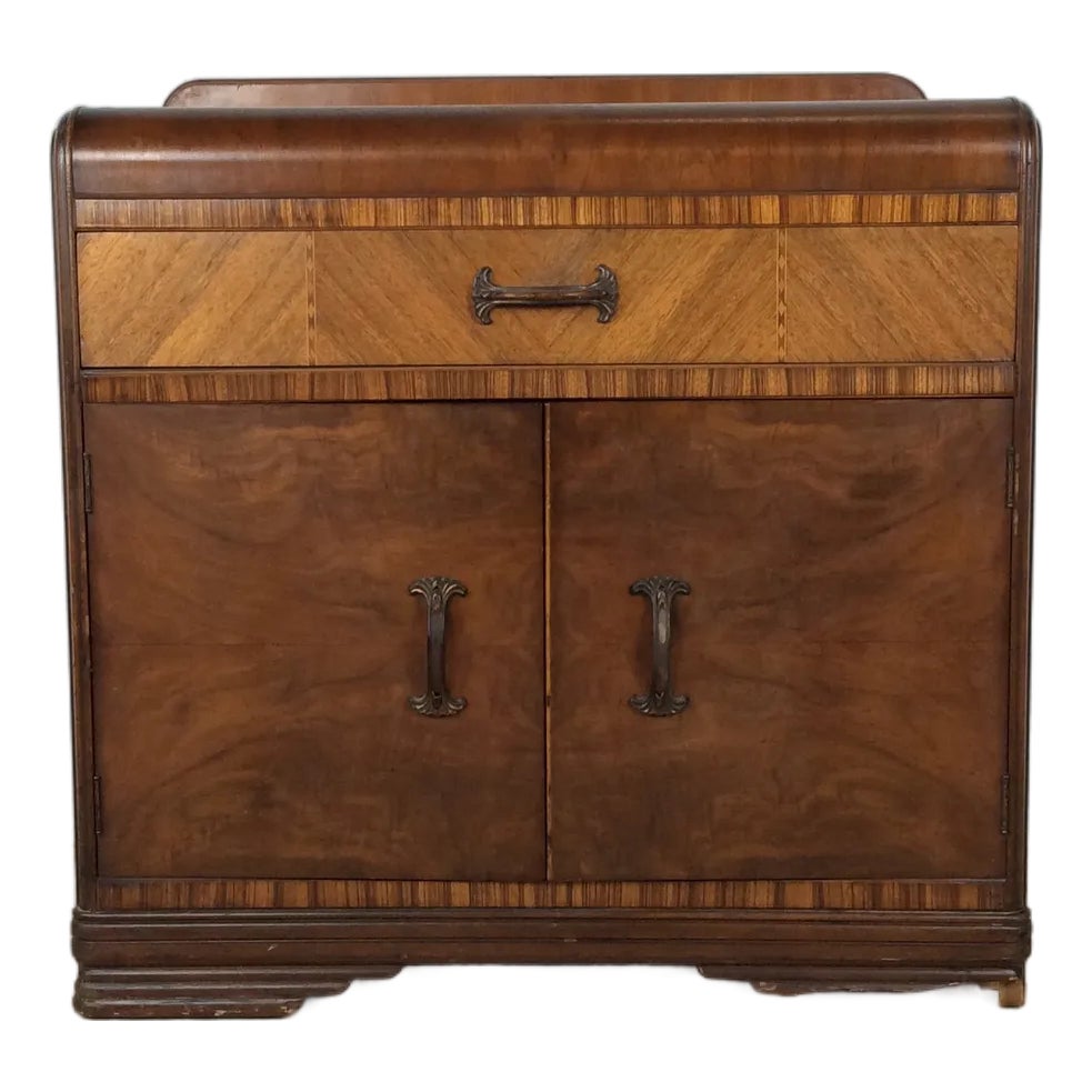 Antique Art Deco Compact Server With Waterfall Top | Chairish