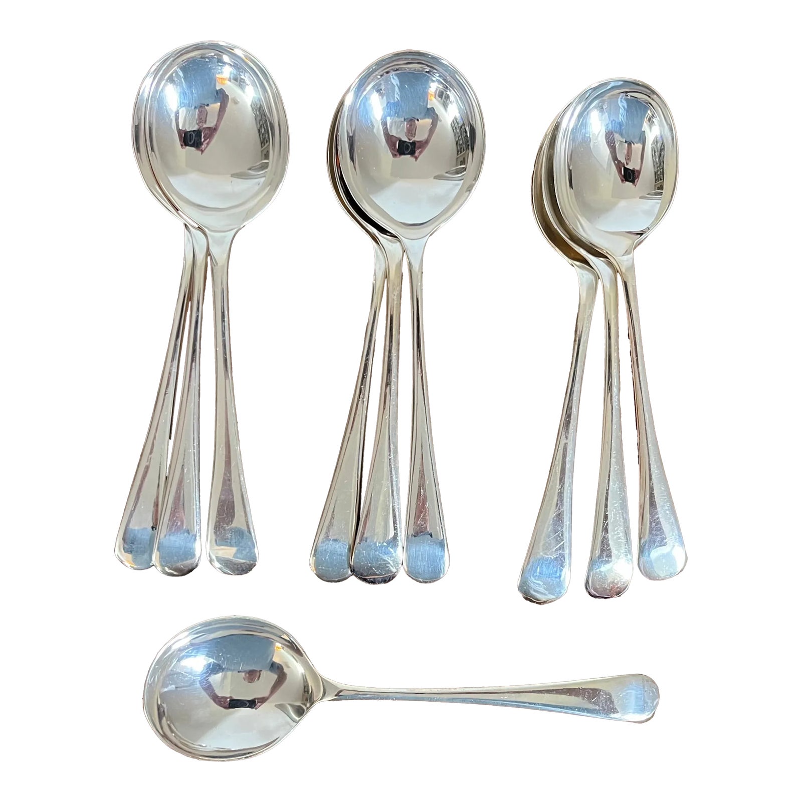 Antique English Epns Silver Plate Cream Soup or Table Spoons - a Set of ...
