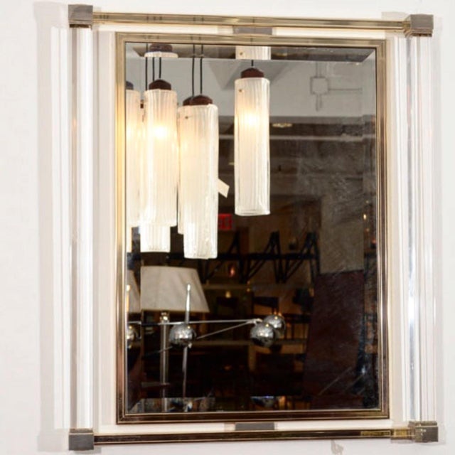 1970s Pierre Vandel Paris Mirror. Signed. Lucite and Gilt Brass Frame ...