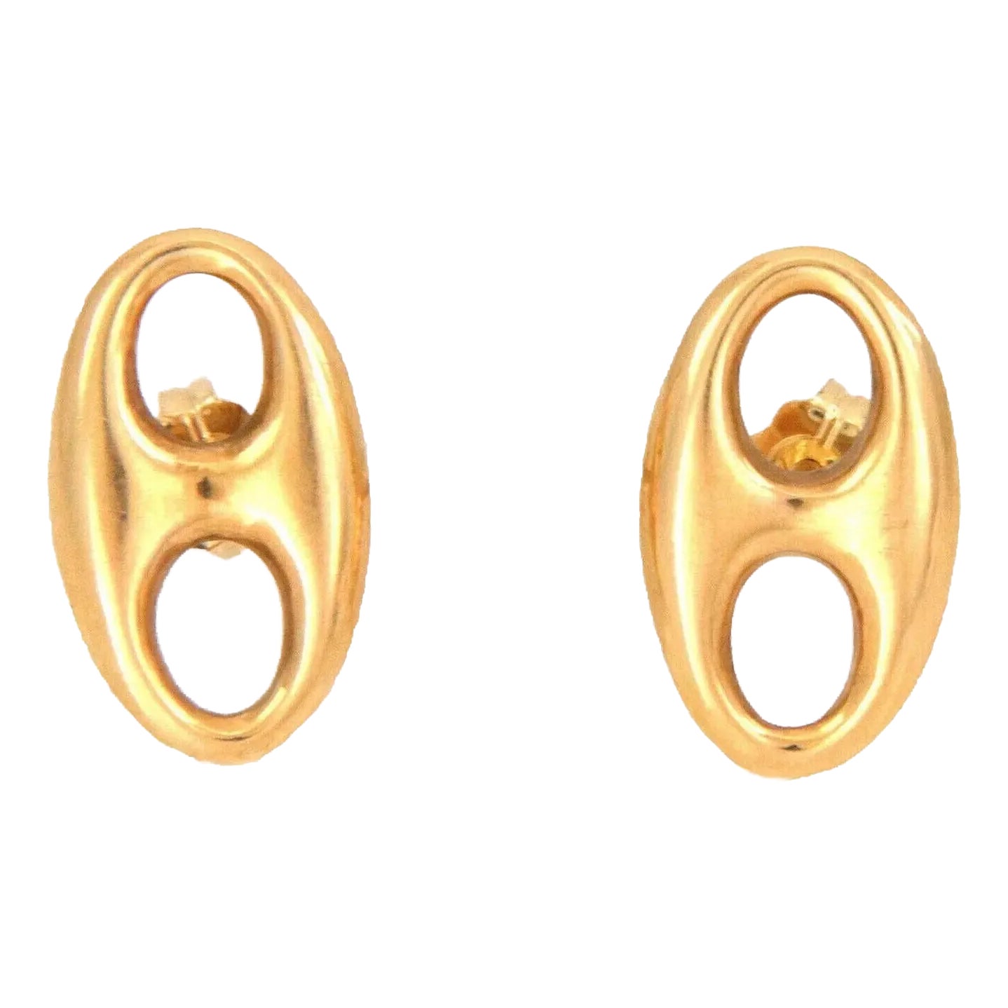 Gucci 18k Yellow Gold Puffed Link Earrings - 2 Pieces | Chairish