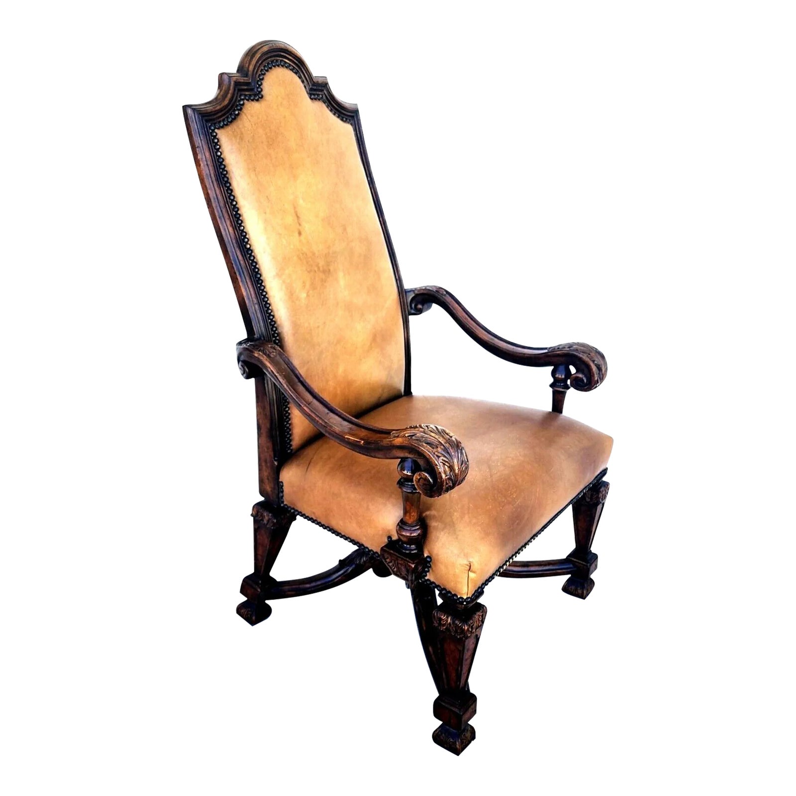 Leather Throne Armchair by Theodore Alexander | Chairish