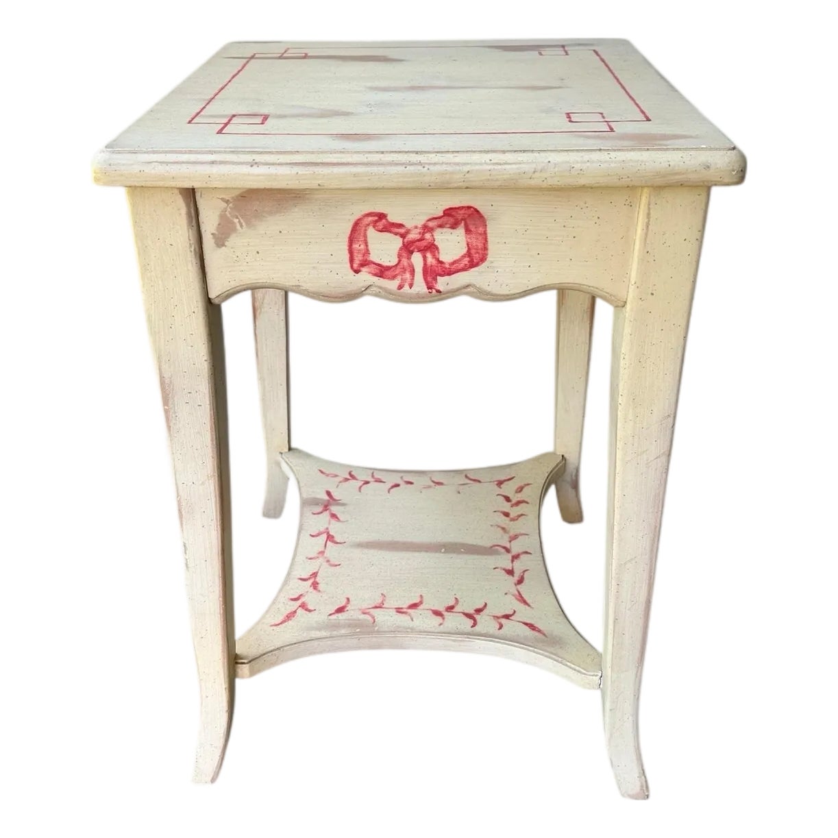 Vintage European Style Hand-Painted Side Table – Italian-Style Cream ...