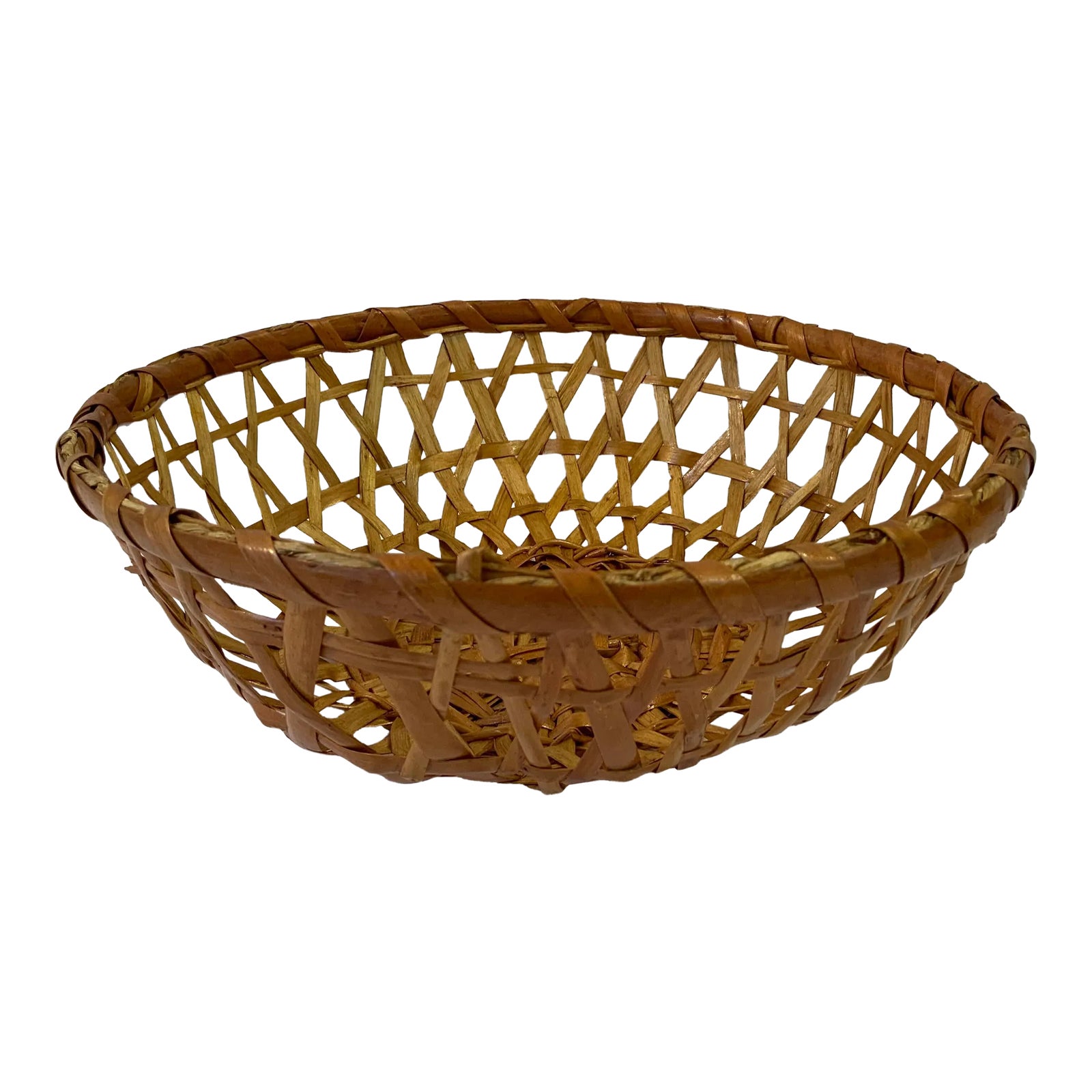 Vintage Open Weave Wicker Basket | Chairish