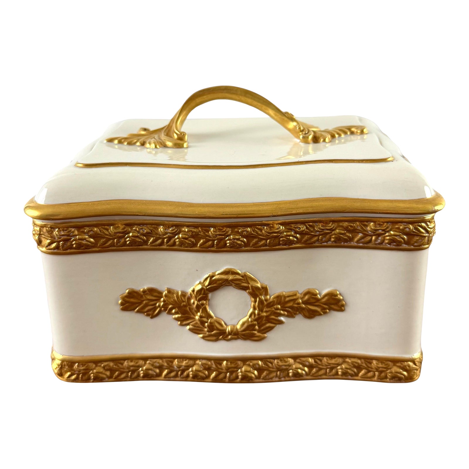 Late 20th Century Italian Neoclassical Porcelain Trinket / Jewelry Box ...