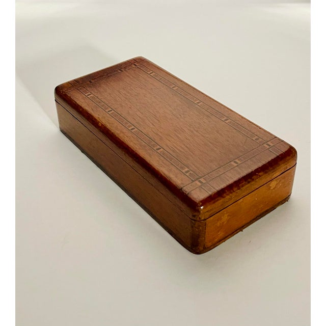 Vintage Dual Chambered Inlaid Wooden Box | Chairish