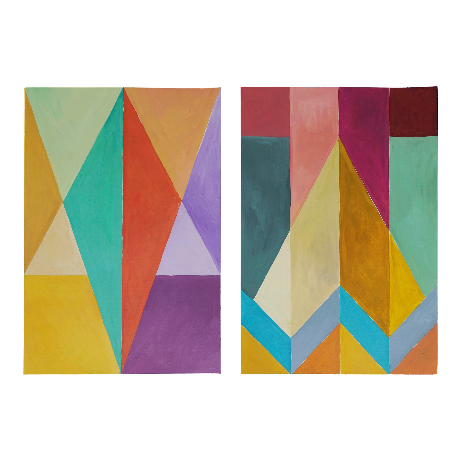 2022, Cubist Diptych in Warm Tones of "Cubist Portrait of a Couple ...