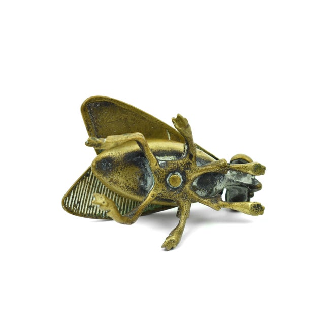 Mid 20th Century Solid Brass Fly Bug Ashtray With Match Stricker | Chairish