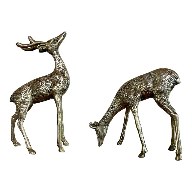 Vintage Brass Deer - a Pair | Chairish