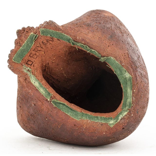 Abstract Red Clay Sculpture of a Seated Figure | Chairish