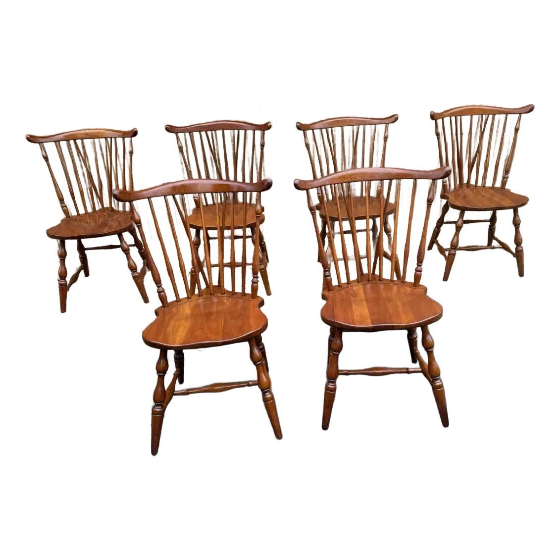 Vintage Solid Cherry Duxbury Windsor Fiddle Back Dining Side Chairs by ...
