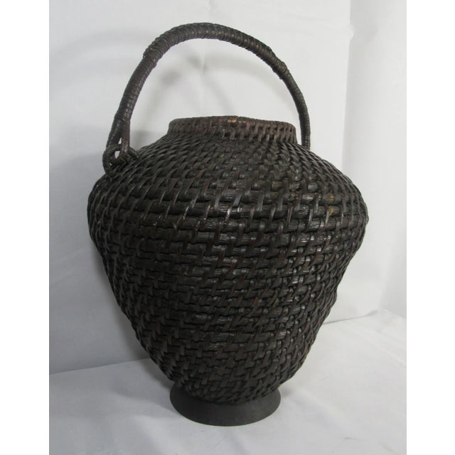 Vintage Large Urn Shaped Rattan Basket | Chairish