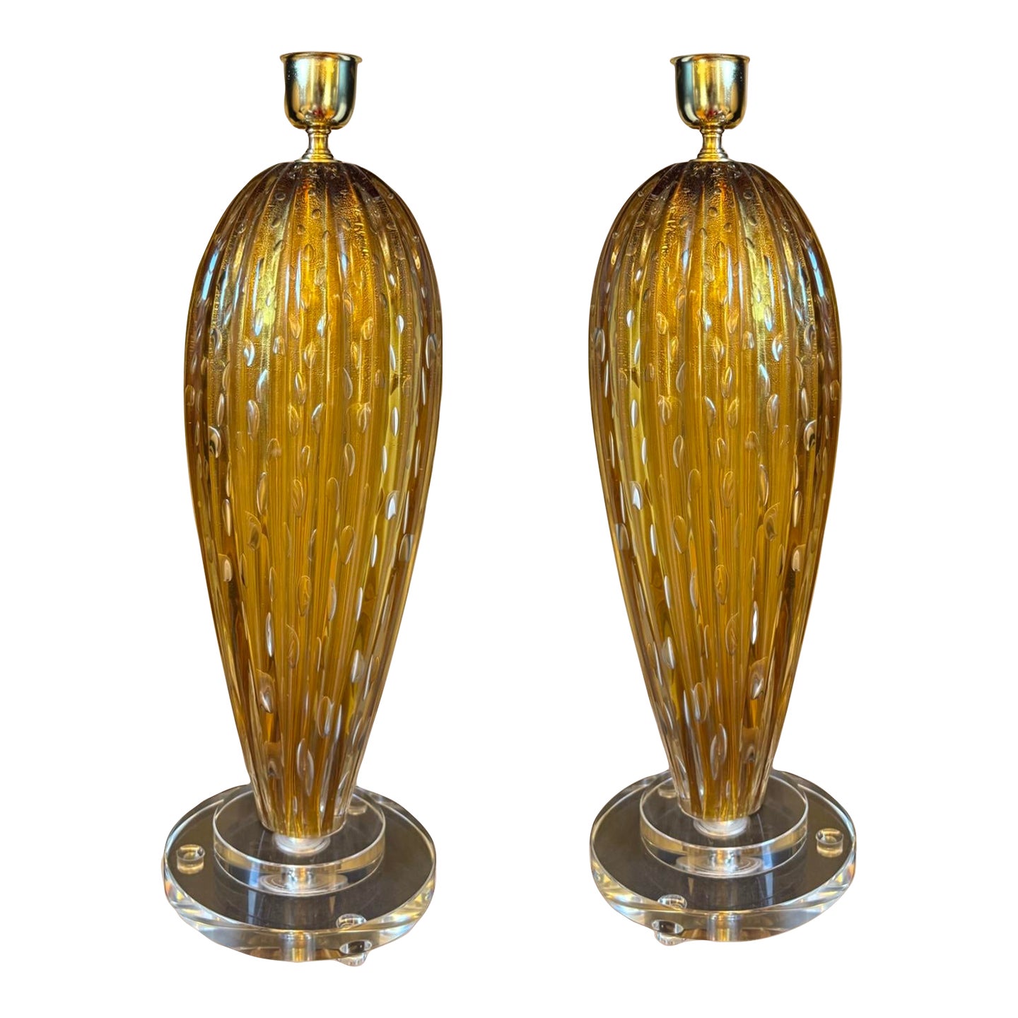 Timeless Murano Glass Table Lamp – Amber, Style 1995 by Toso - a Pair ...