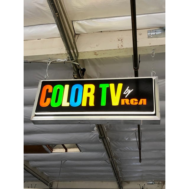 Vintage Color Tv by Rca Large Double Sided Light Up Sign | Chairish