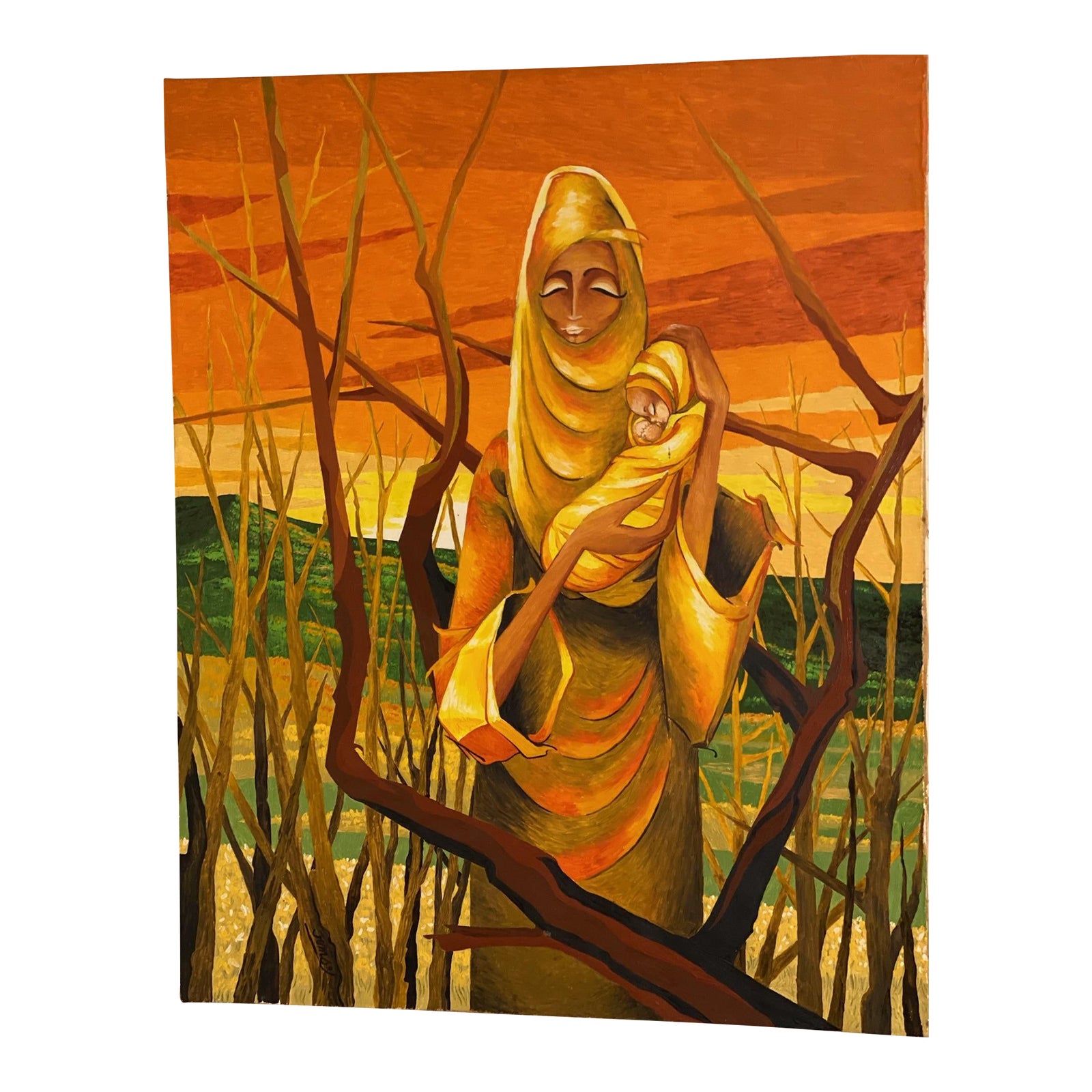 1971 "Mother Morning" Madonna & Child Painting by Rhoda Swaffer Earth ...