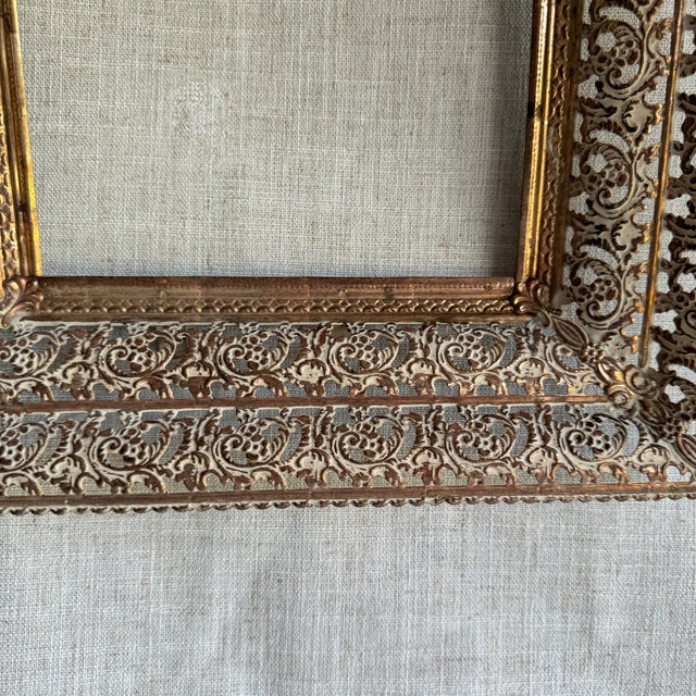 Hollywood Regency Ormolu and White Washed Metal Filigree Picture Frame ...