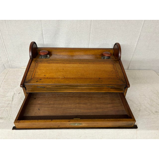 Antique English Roll Top Writing Slope | Chairish