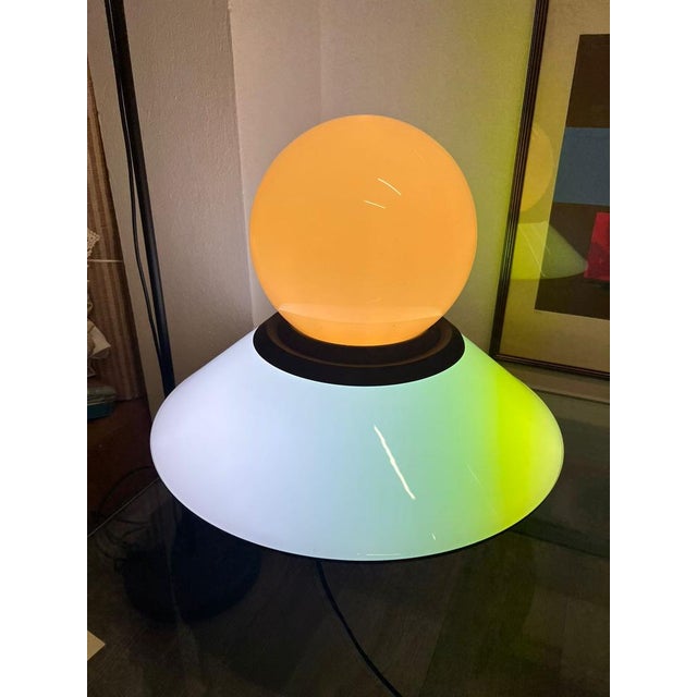 Space Age Double Light Lamp in Glass and Steel, 1970s | Chairish