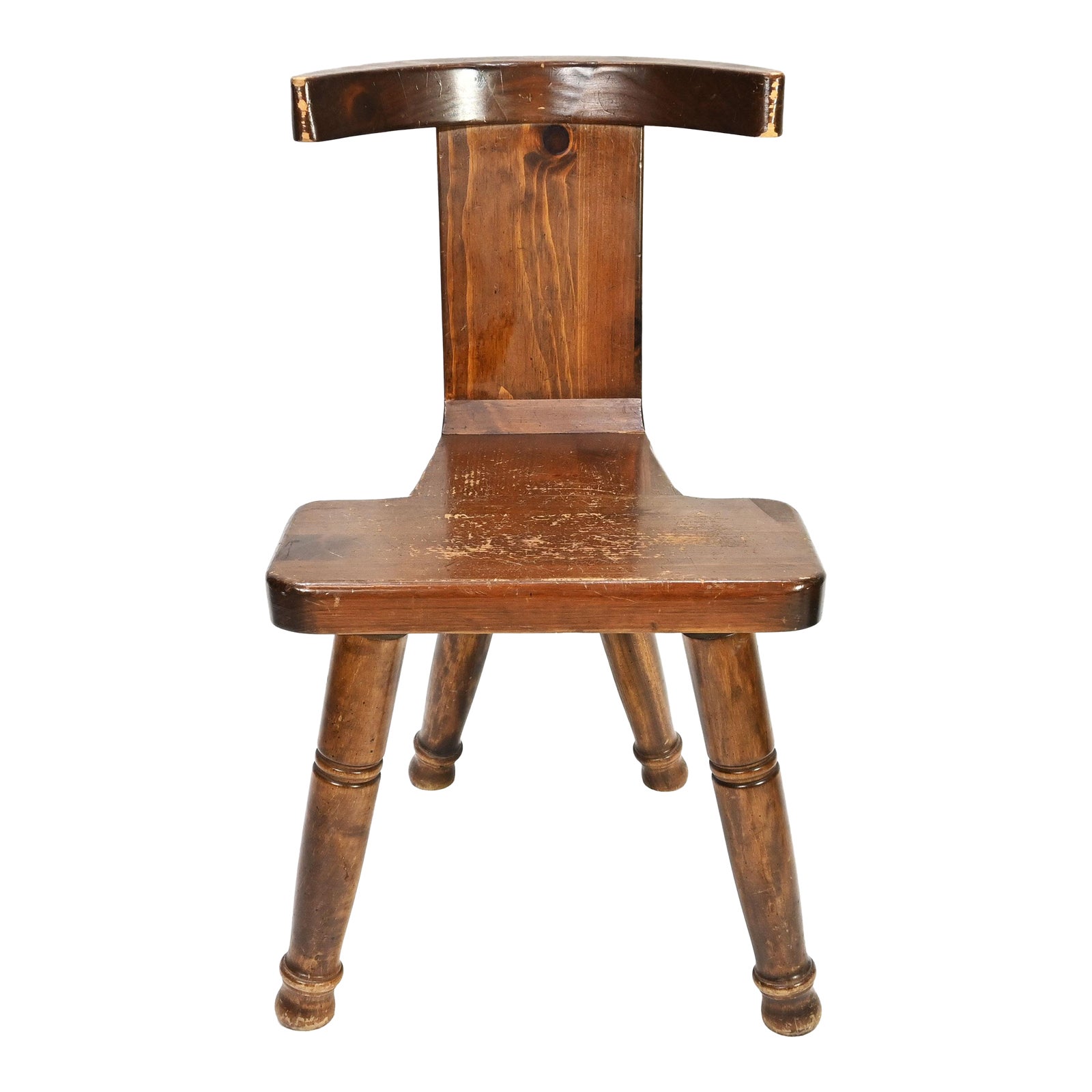 1960s Vintage William Fetner Rustic Chair Solid Wood Primitive | Chairish