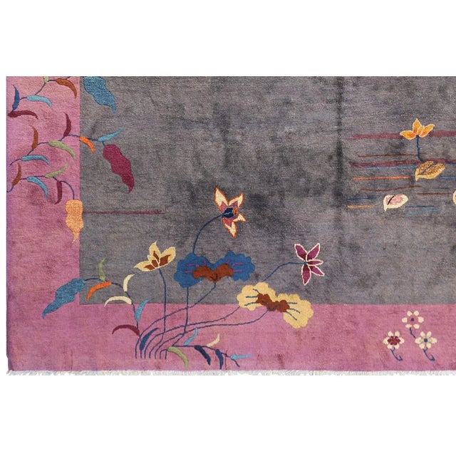 1920s Gray and Pink Pictorial Vintage Chinese Art Deco Wool Area Rug 7 ...