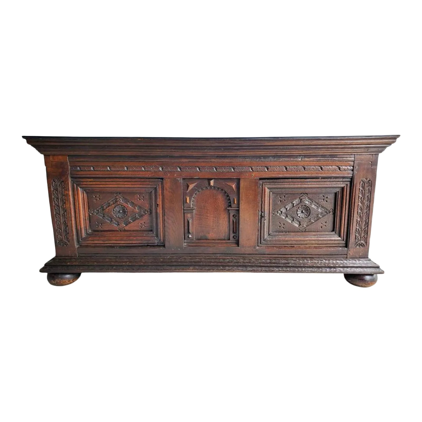 18th Century Medieval Renaissance Cassone Chest With Glass Top | Chairish