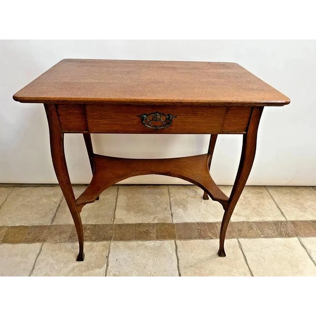 Antique Desk Library Table One Drawer Bottom Shelf Solid Oak French ...