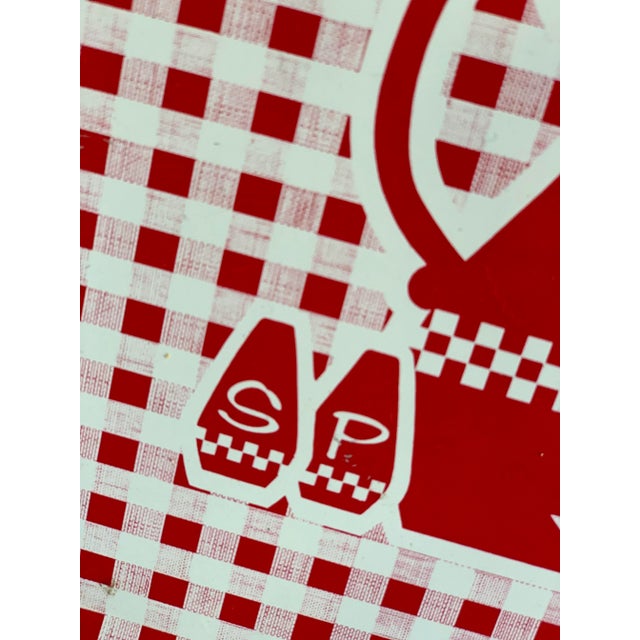 Mid Century Vintage Red And White Gingham Metal Tray In The Marcelline