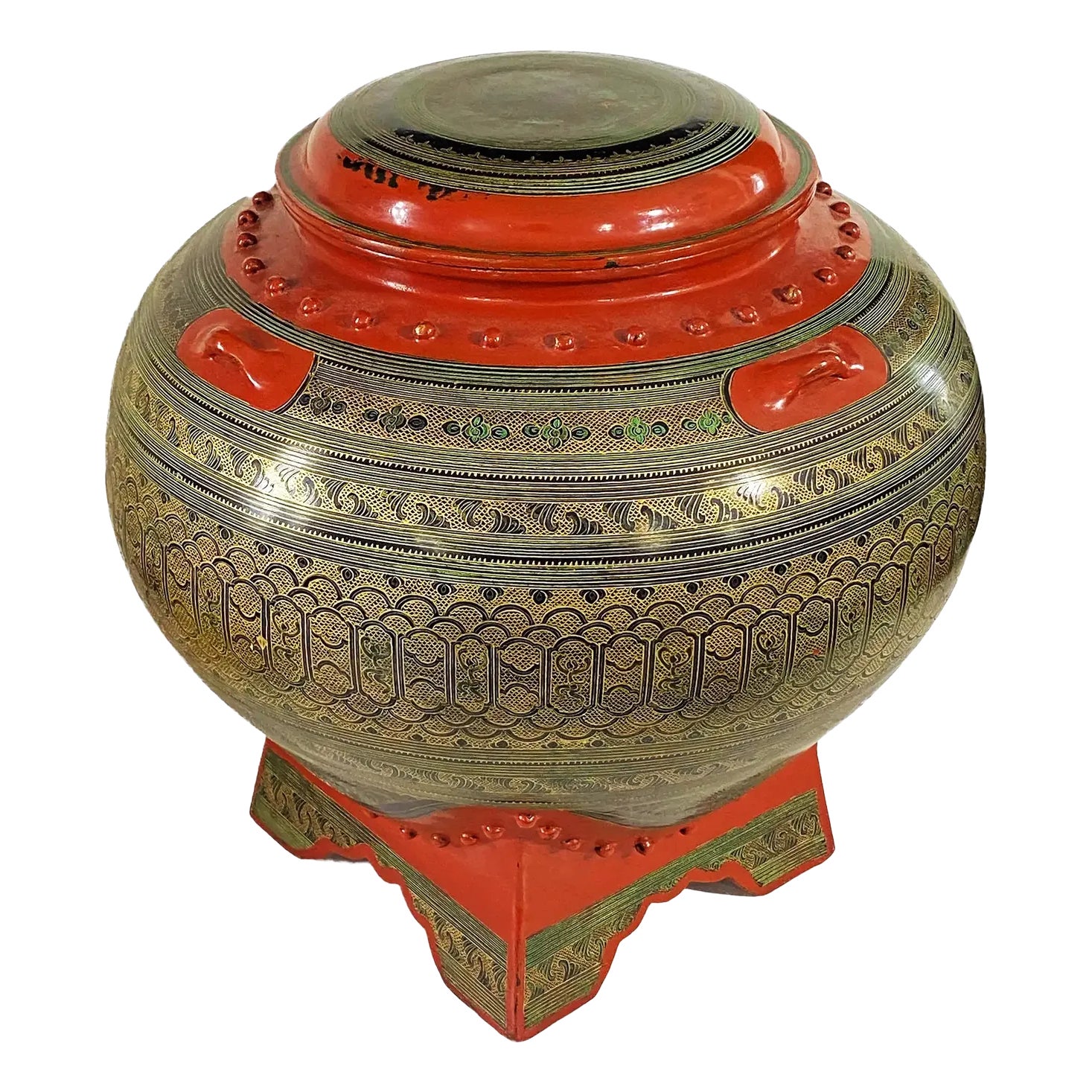 Large Vintage Museum Burmese Temple Offering Box /Vessel | Chairish