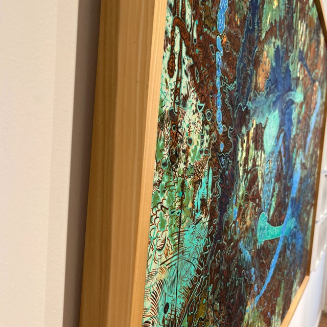 Large Colorful Abstract Oil Painting on Linen by Bruce Thorn, Framed ...
