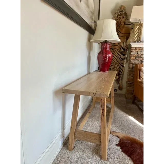 Modern Solid White Oak Console Table by Fortunata Design | Chairish