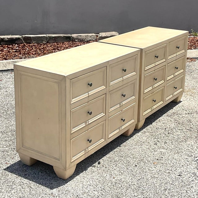 Late 20th Century Vintage Boho Lexington Leather Wrapped Chest of ...