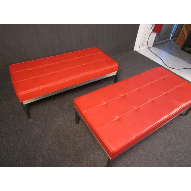 Pair of Red Mid-Century Modern Ottomans | Chairish