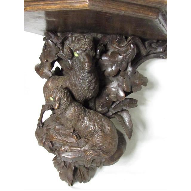 Black Forest Carved Wood Ram and Ewe Wall Shelf | Chairish