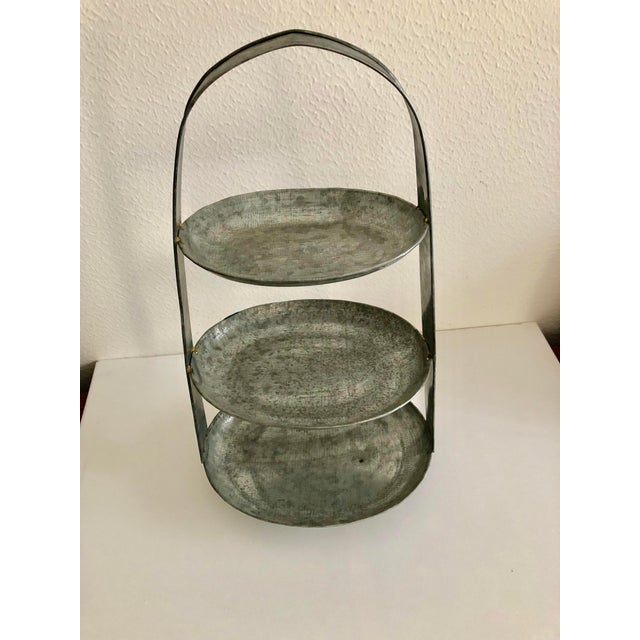 Contemporary Three Tier Metal Serving Stand | Chairish